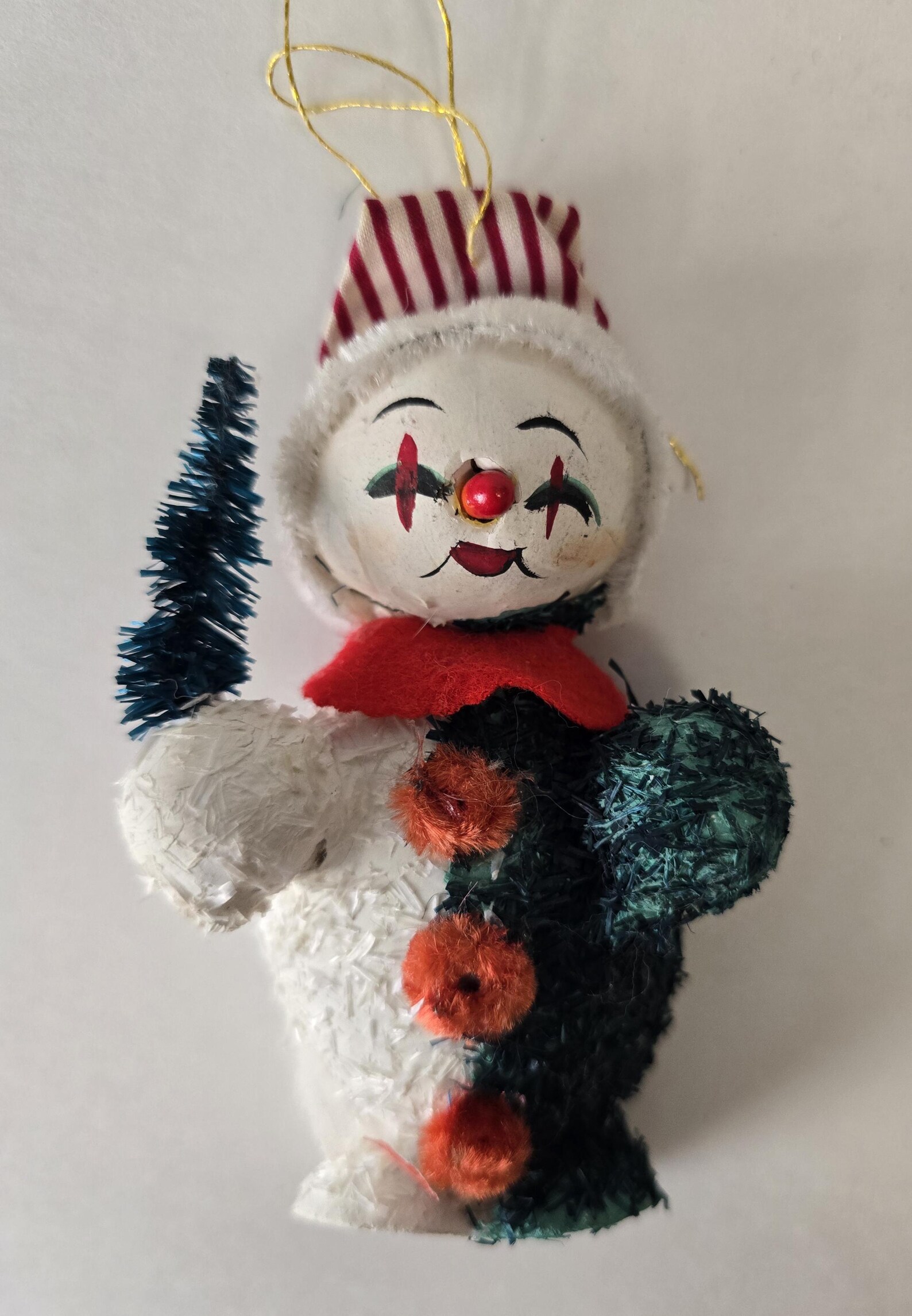 Vintage CLOWN Snowman PAPER MACHE Coconut Christmas Ornament Japan 5 ...