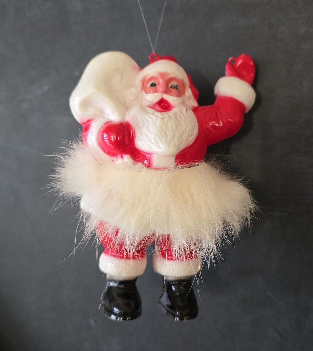 Vintage SANTA CLAUS Hard Plastic ORNAMENT Christmas 5" - Etsy