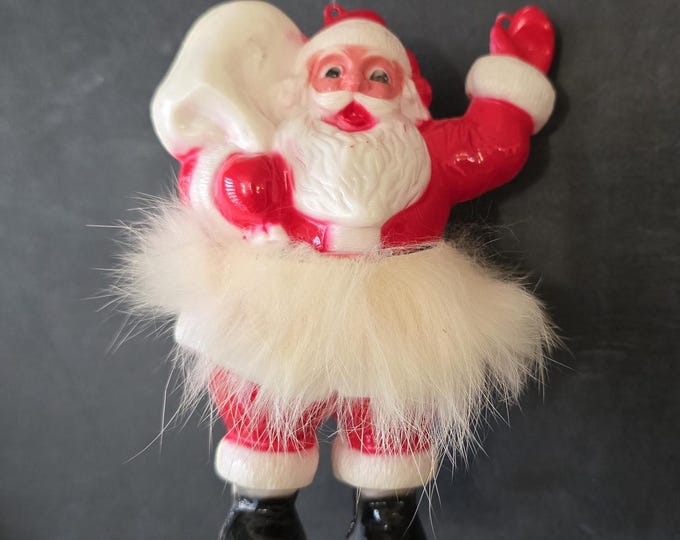 Vintage SANTA CLAUS Hard Plastic ORNAMENT Christmas 5" - Etsy