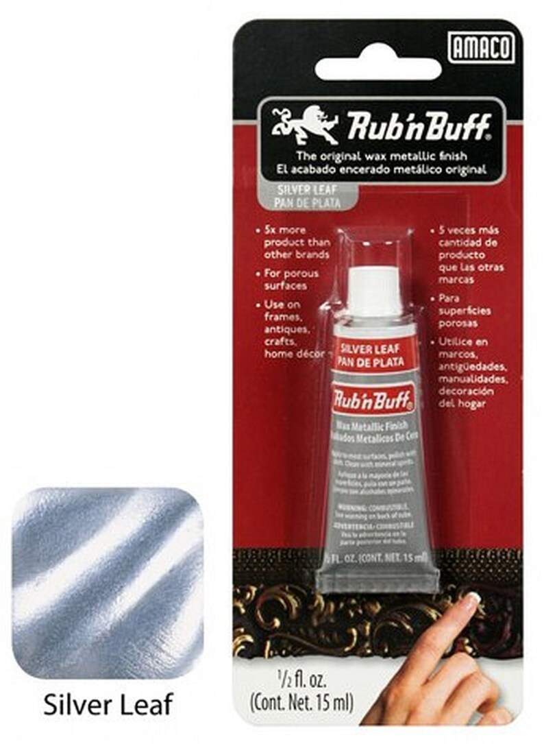 SILVER LEAF Rub 'n Buff Metallic Wax Finish Metal and Wood Repair Rug ...