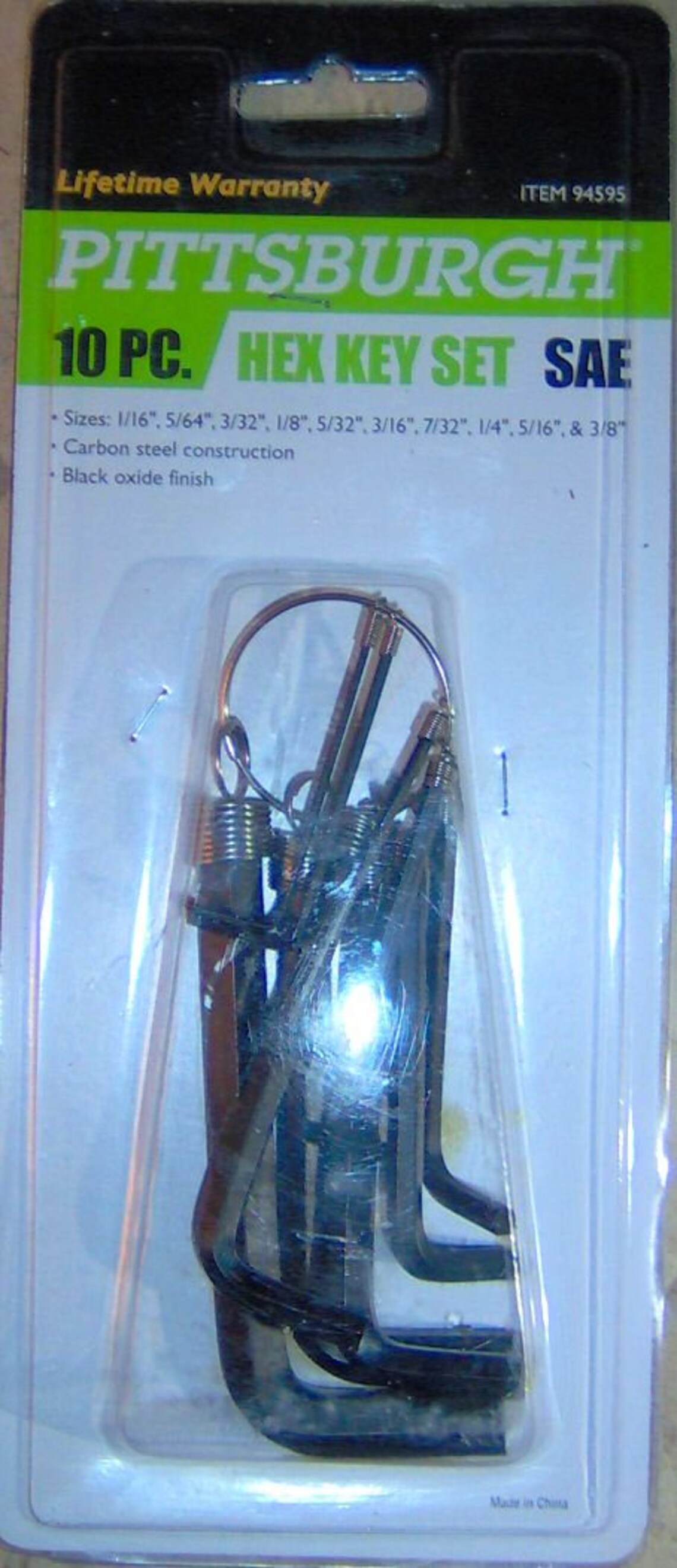 10 Piece Hex Key Set SAE Inches 1/16 3/32 1/8 5/32 3/16 7/32 1/4 5/16 3 ...