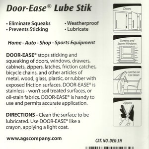 Door-ease Lube Stik Lubricant Stick Auto Truck Latch Door Ease - Etsy