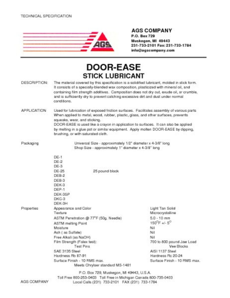 Door-ease Lube Stik Lubricant Stick Auto Truck Latch Door Ease - Etsy