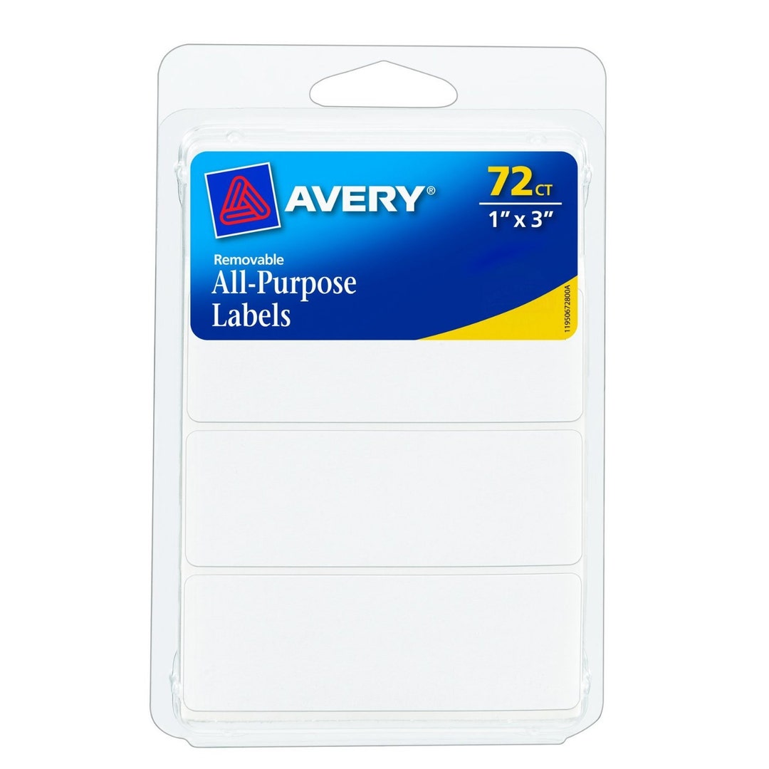 72 Removable Self Adhesive LABELS 1" Inch X 3" White Rectangular Label ...