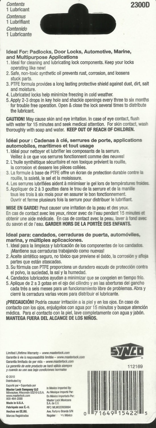 LOCK Oil Precision PEN Oiler W/ PTFE Lubricant Lubricate & Loosen Door ...