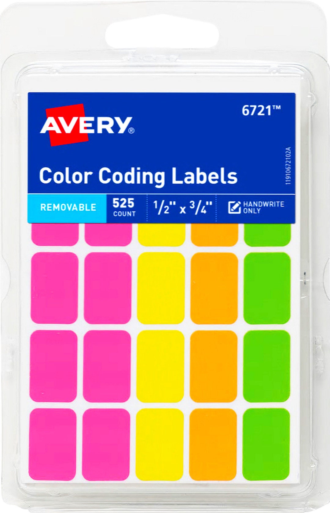 525 Removable Adhesive Neon COLORED CODING Labels Stickers Multi Colors ...