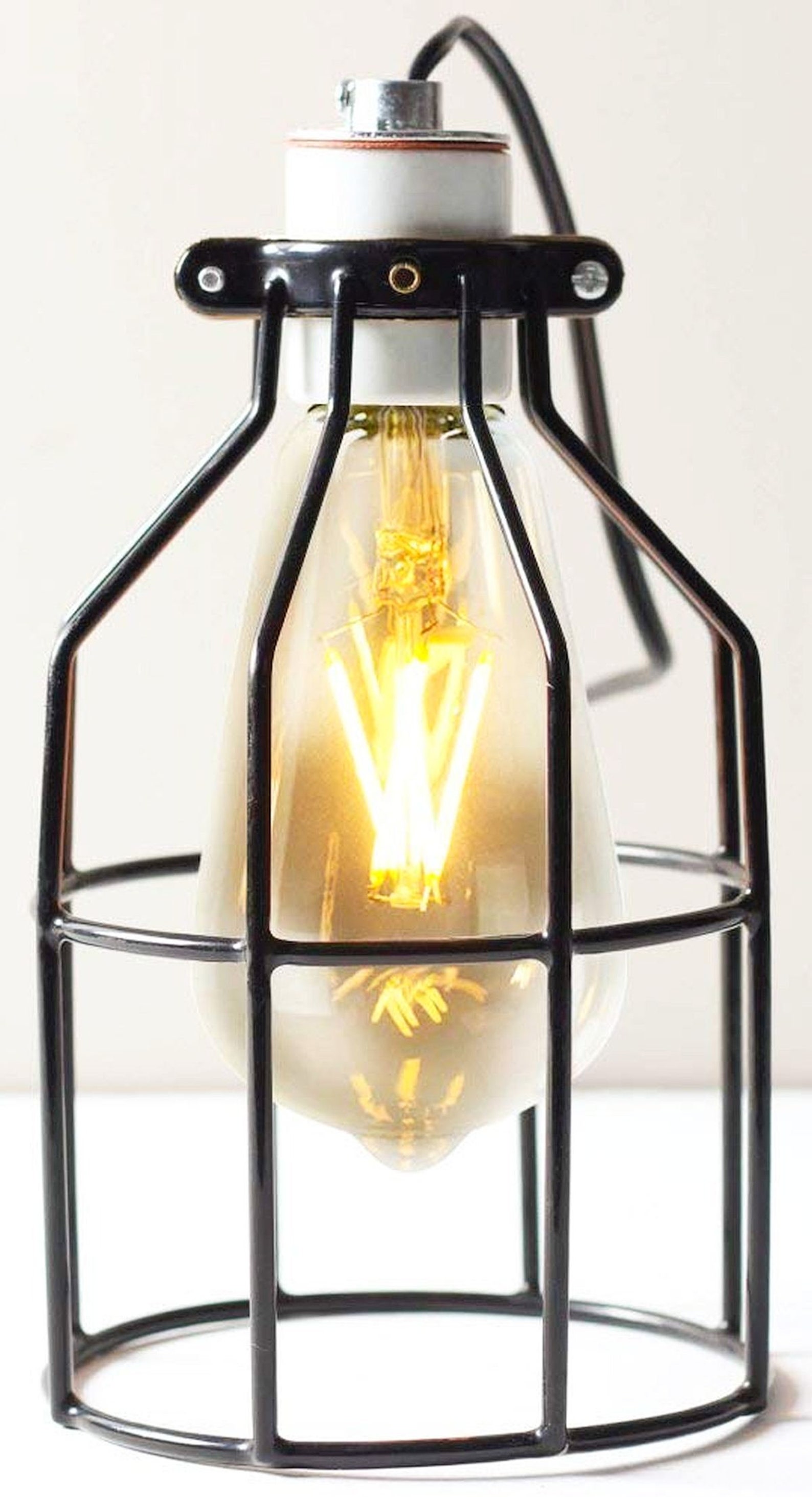 Black Steel Metal & Brass LIGHT BULB Lamp Guard Thick Wire - Etsy