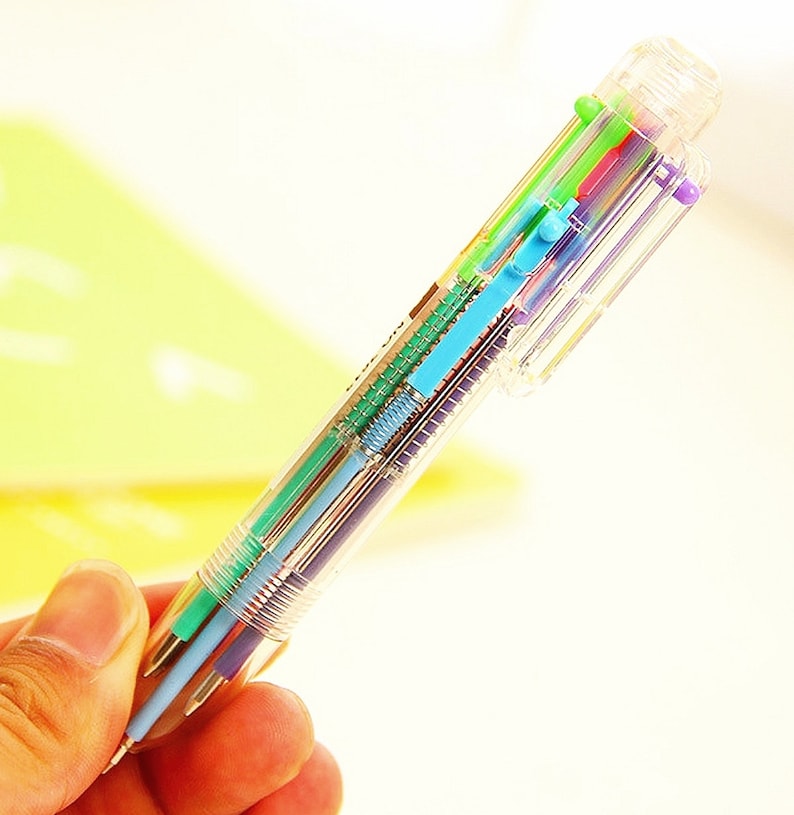 Multi 6 colores BALL POINT PEN Pluma de punta de bola retráctil con ...