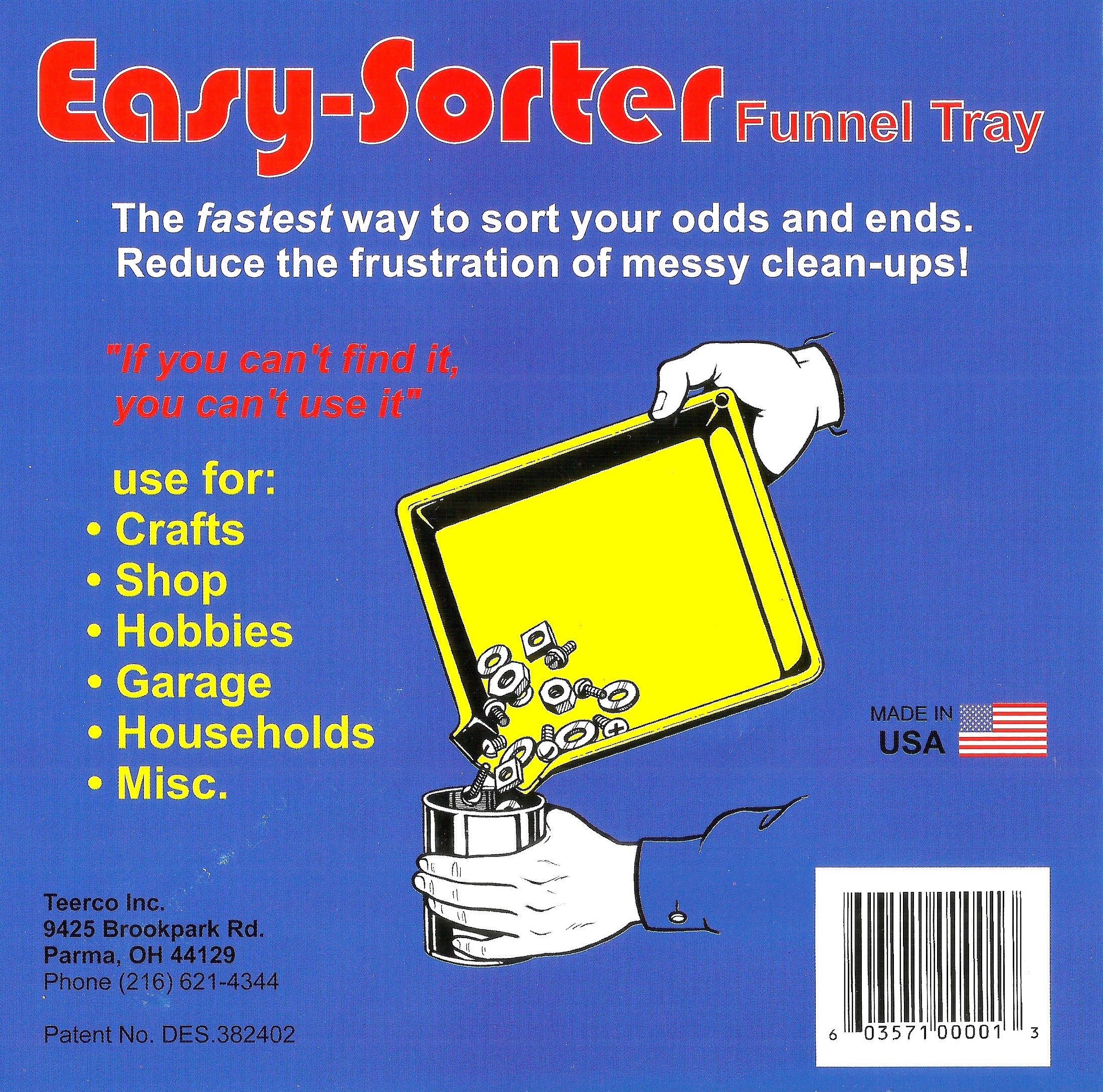 Easy Sorter FUNNEL TRAY Small Parts Organize & Sorting Sort Beads Coins ...