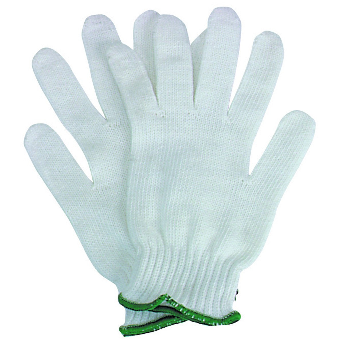 1 Pair WHITE GLOVES Polypropylene Coated Light Duty String Knit Green ...