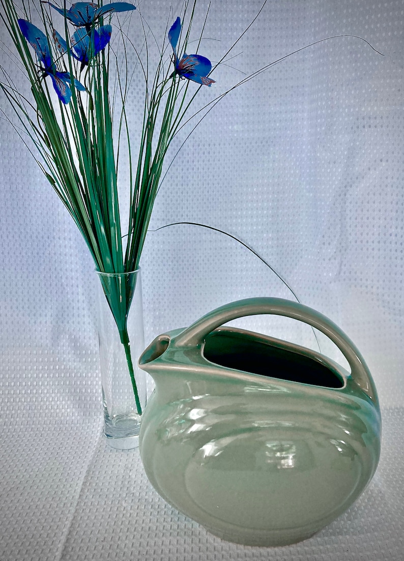 Vintage Pitcher Over and Back Yellowware in Moss Color - Etsy