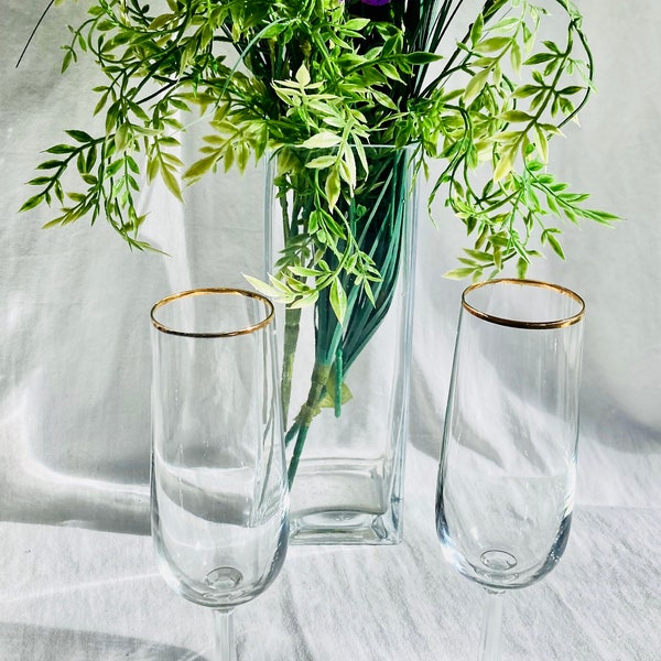 Gold Rim Drinking Glasses - Etsy
