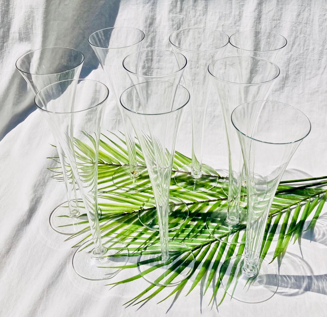 Vintage Hand Blown Glass Trumpet Champagne Flutes - Etsy