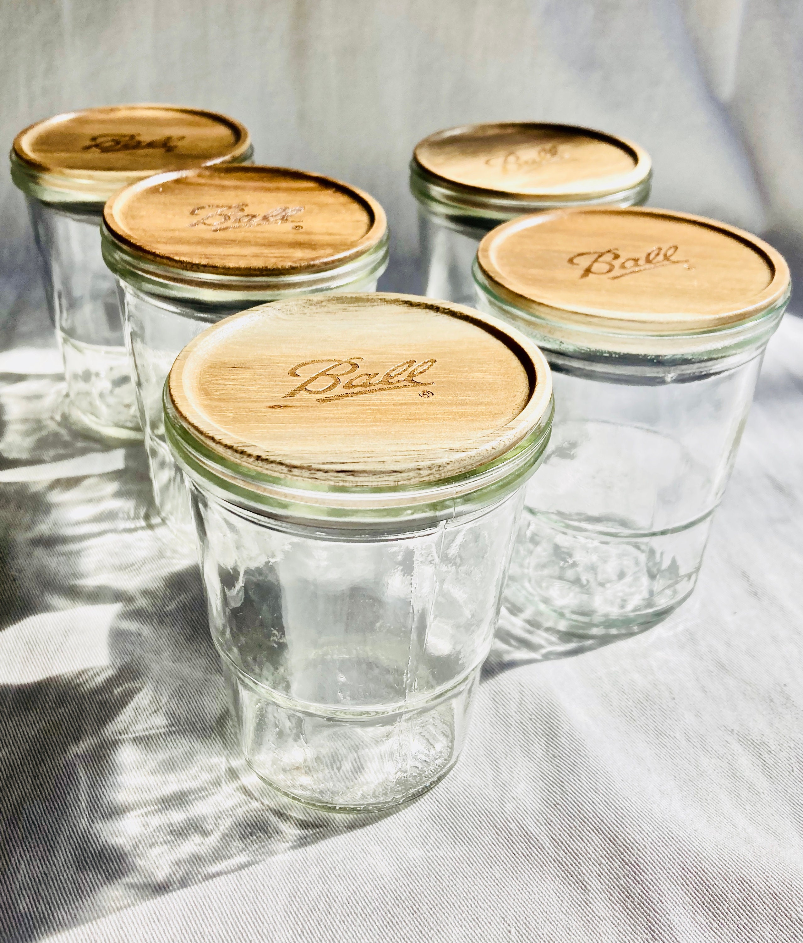Vintage Ball Jelly Jars With Wood and Silicone Lids - Etsy