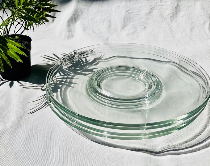 Vintage Rare Extra Large Clear Glass Dinner Plates Platters Set of Four ...