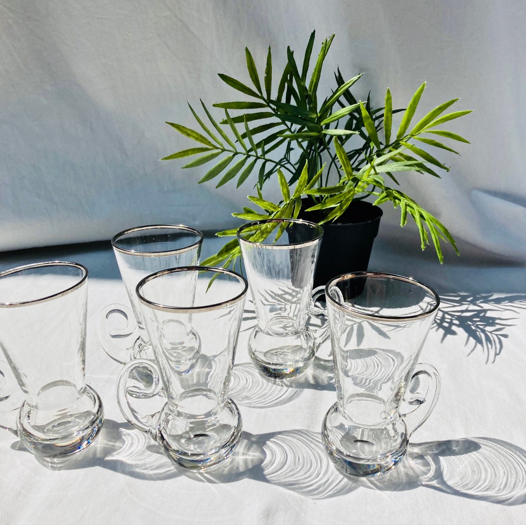 Rare Vintage Cone and Ball Shape Platinum Rim Cocktail Glasses Set of ...
