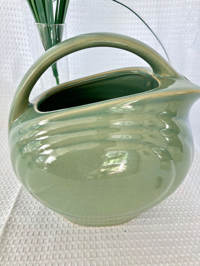 Vintage Pitcher Over and Back Yellowware in Moss Color - Etsy