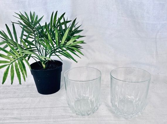 Pair of Vintage Cut Glass Rocks Glasses by Luminarc France | Etsy