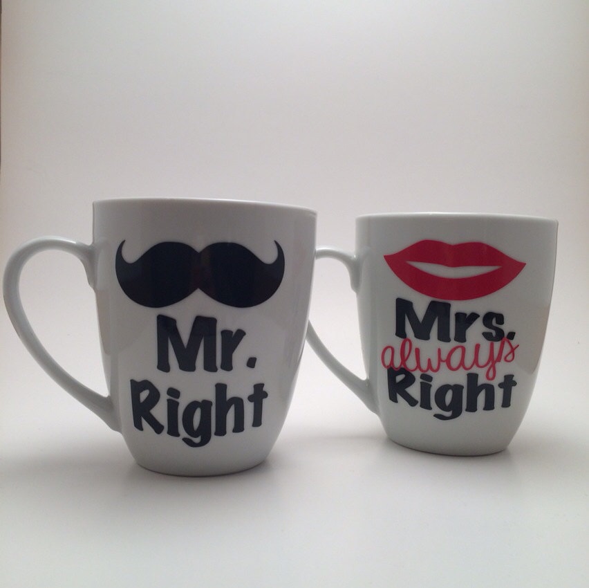 Mr Right & Mrs Always Right Coffee Mug Set Bridal Shower - Etsy