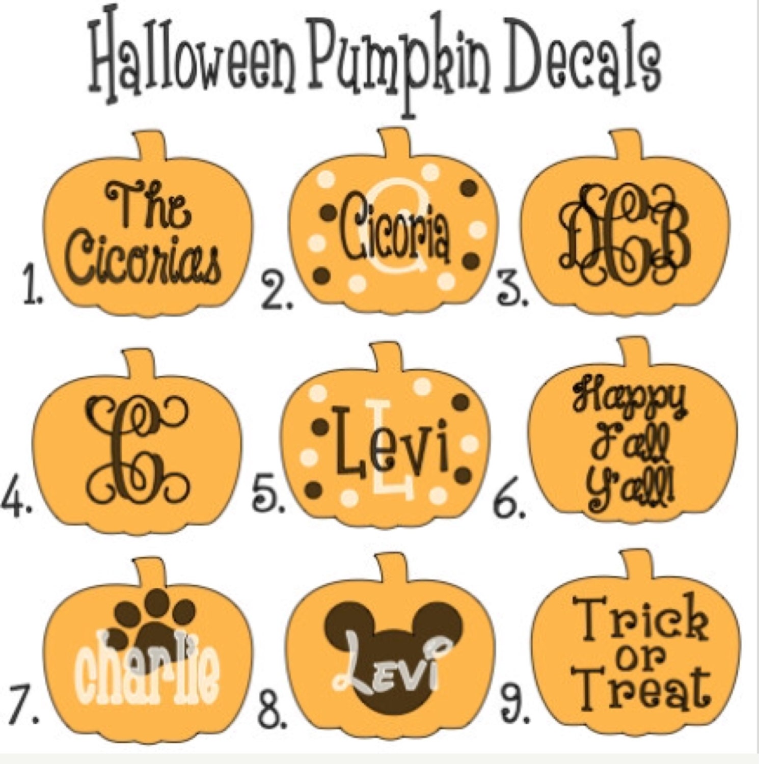 Halloween Pumpkin Decal Halloween Decoration DIY Pumpkin | Etsy