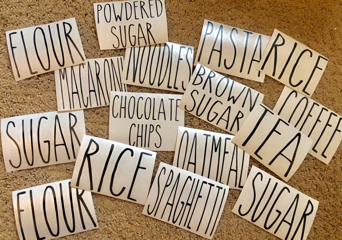 Pantry Organization Labels, Farmhouse Decal Canisters, Farmhouse Style ...