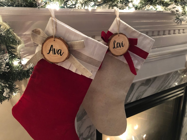Wood Name Tags Stocking Name Tags Personalized Stocking - Etsy