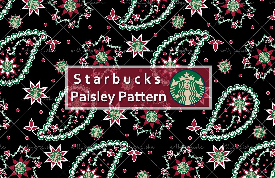 Instant Download Seamless Starbucks Paisley Pattern Red White Green Svg ...