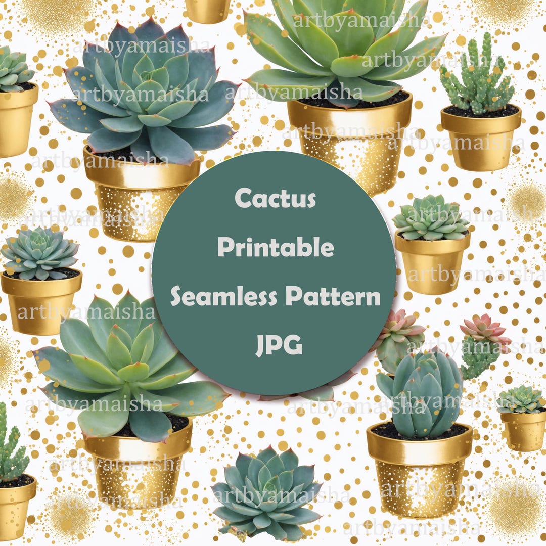 Cactus Seamless Jpeg Printable Pattern | Jpeg Repeat | Cactus Repeat ...