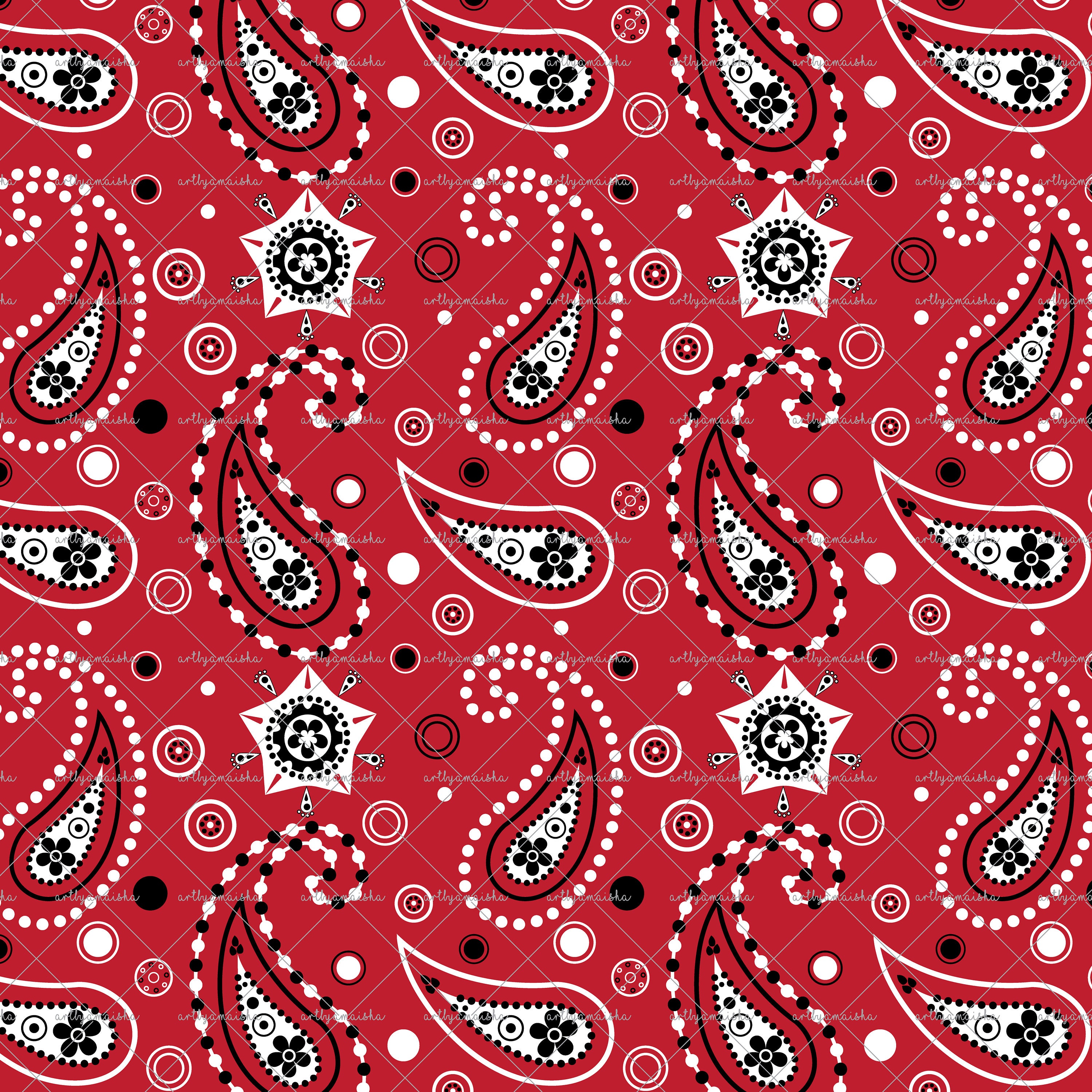 Instant Download Seamless Red Bandana Paisley Pattern Red Etsy