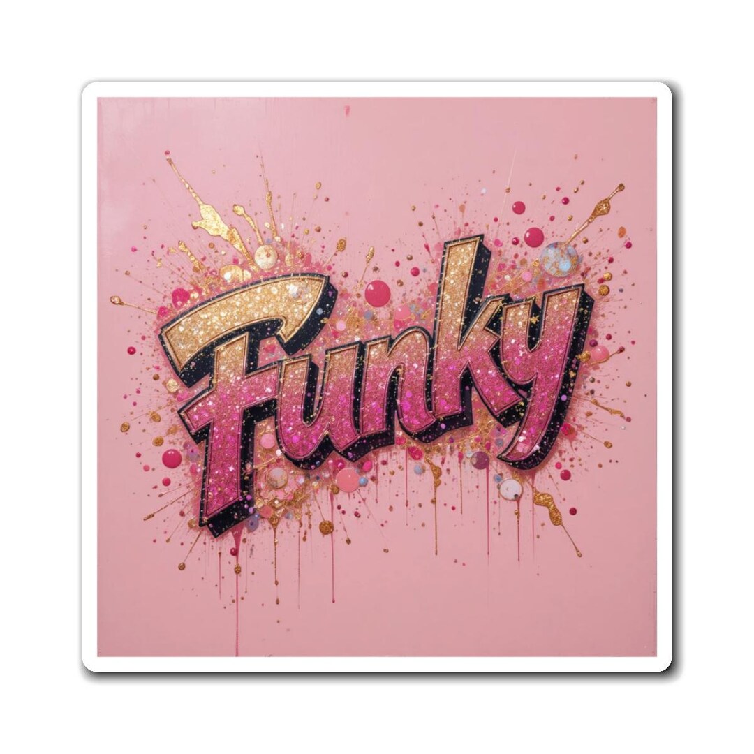 Funky Graffiti Magnet | Pink Glitter Lettering Refrigerator Magnet - Etsy