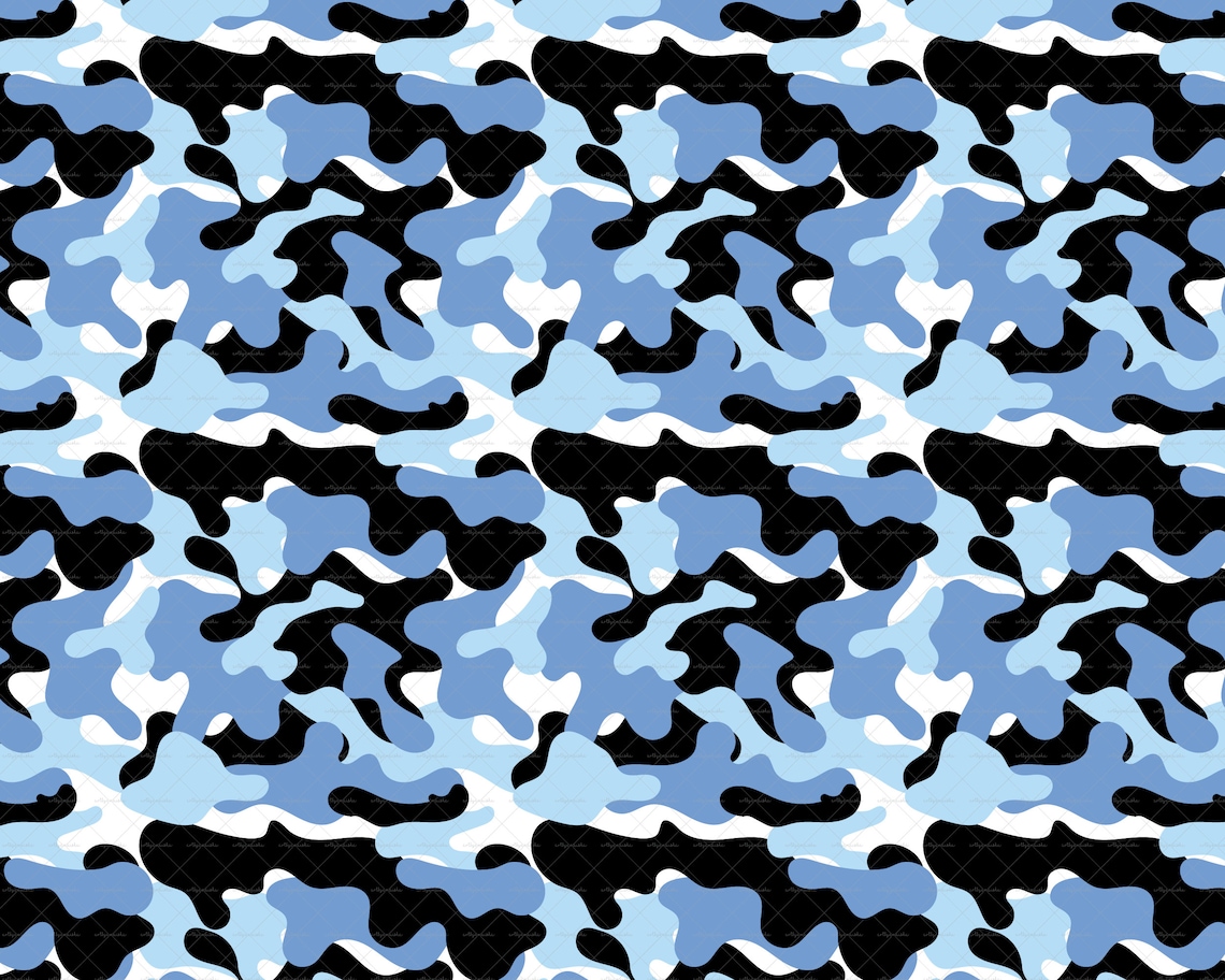 Blue Camo Seamless Pattern, War Print Background (digital Download) - Etsy
