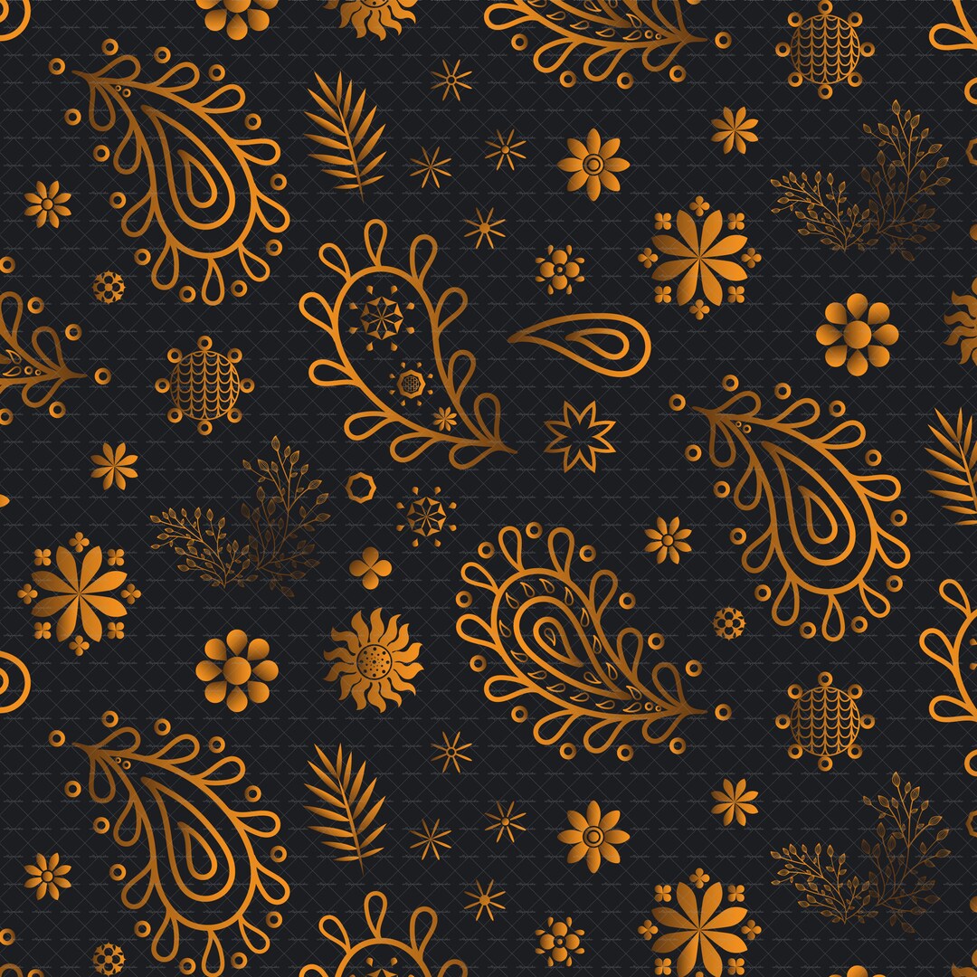 Golden Bandana Paisley Pattern – Seamless Design (digital Download) - Etsy