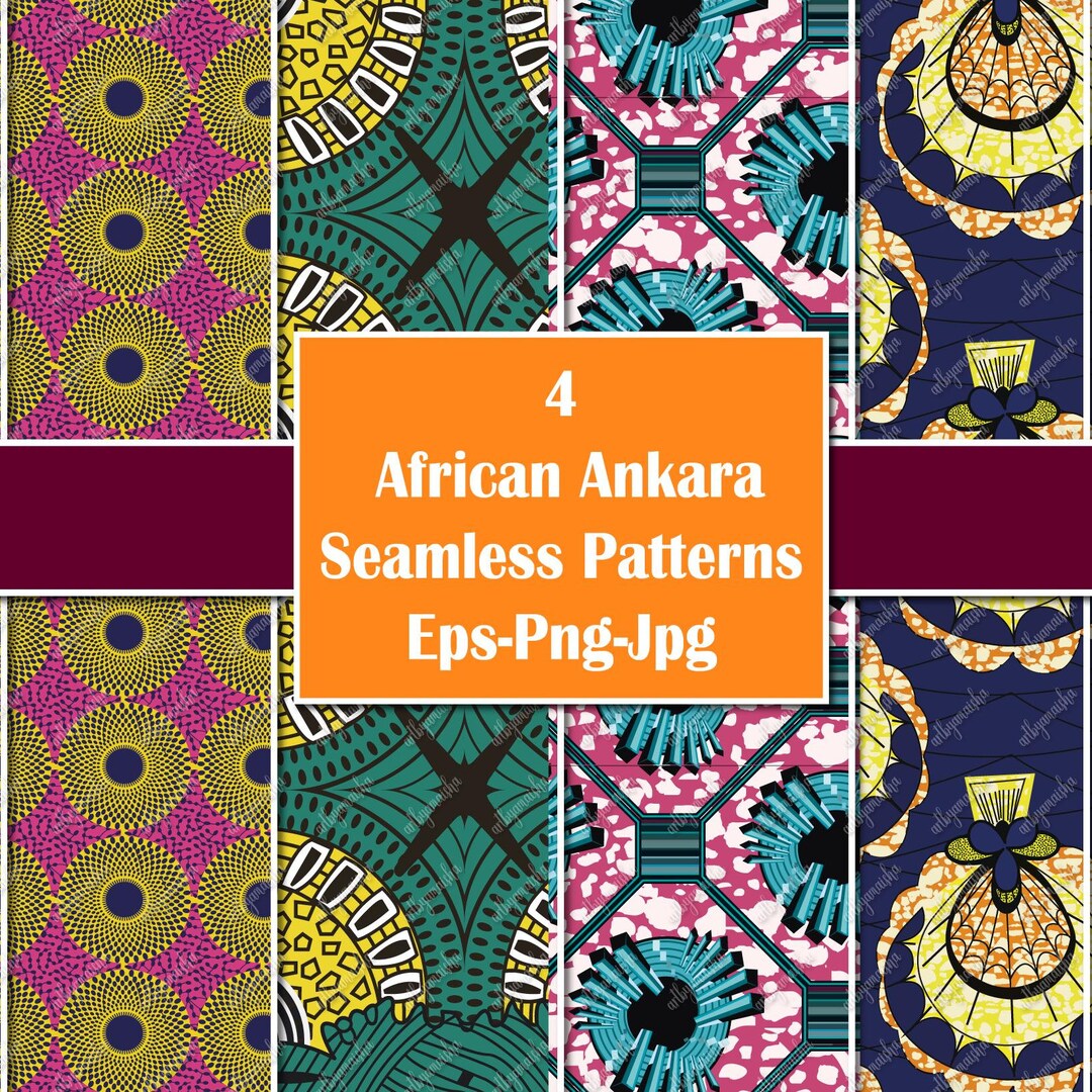 4 Ankara Wax Kente Patterns, African Colors – African Digital Paper ...