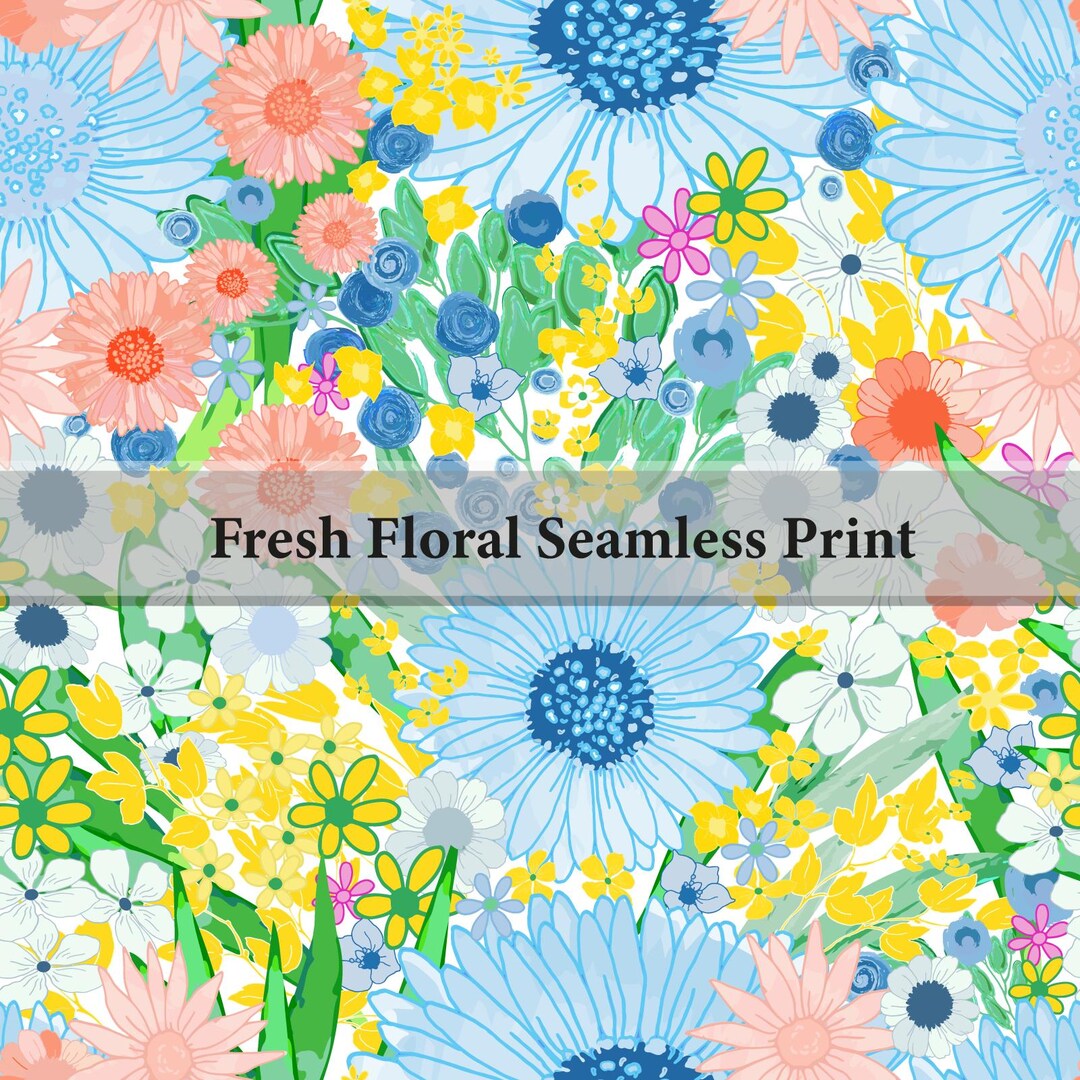 Floral Vector Seamless Pattern, Colorful Spring Design (jpeg & Png ...
