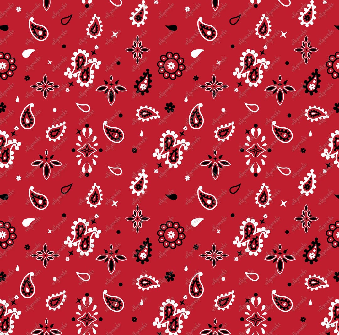 Instant Download Seamless Red Bandana Paisley Pattern - Cowboy Cowgirl ...