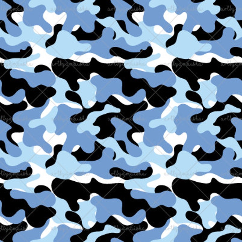 Blue Camo Seamless Pattern, War Print Background (digital Download) - Etsy