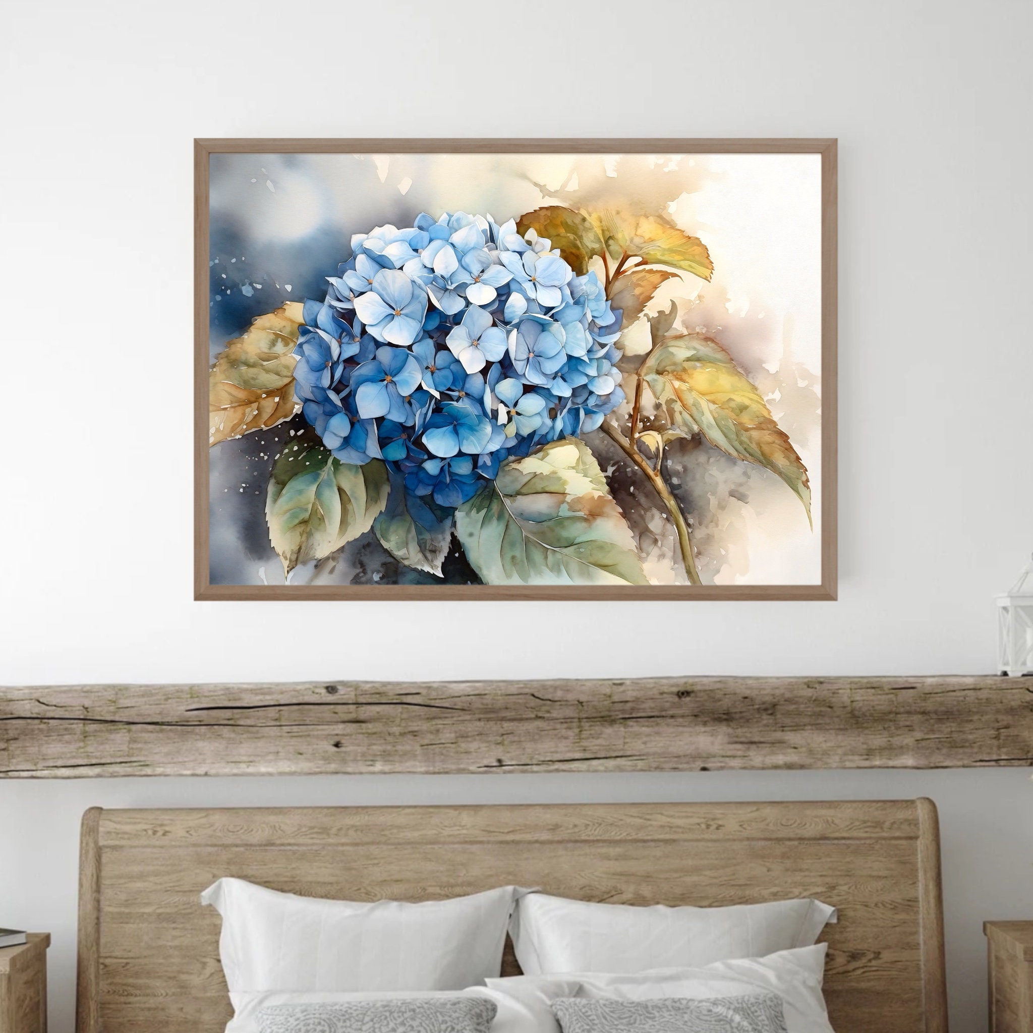 Hydrangea Flower Art Print – Watercolor Botanical Wall Decor, Blue ...