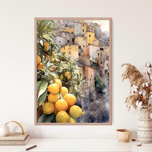 Positano Watercolor Lemon Tree Wall Art Amalfi Coast Painting Italian ...