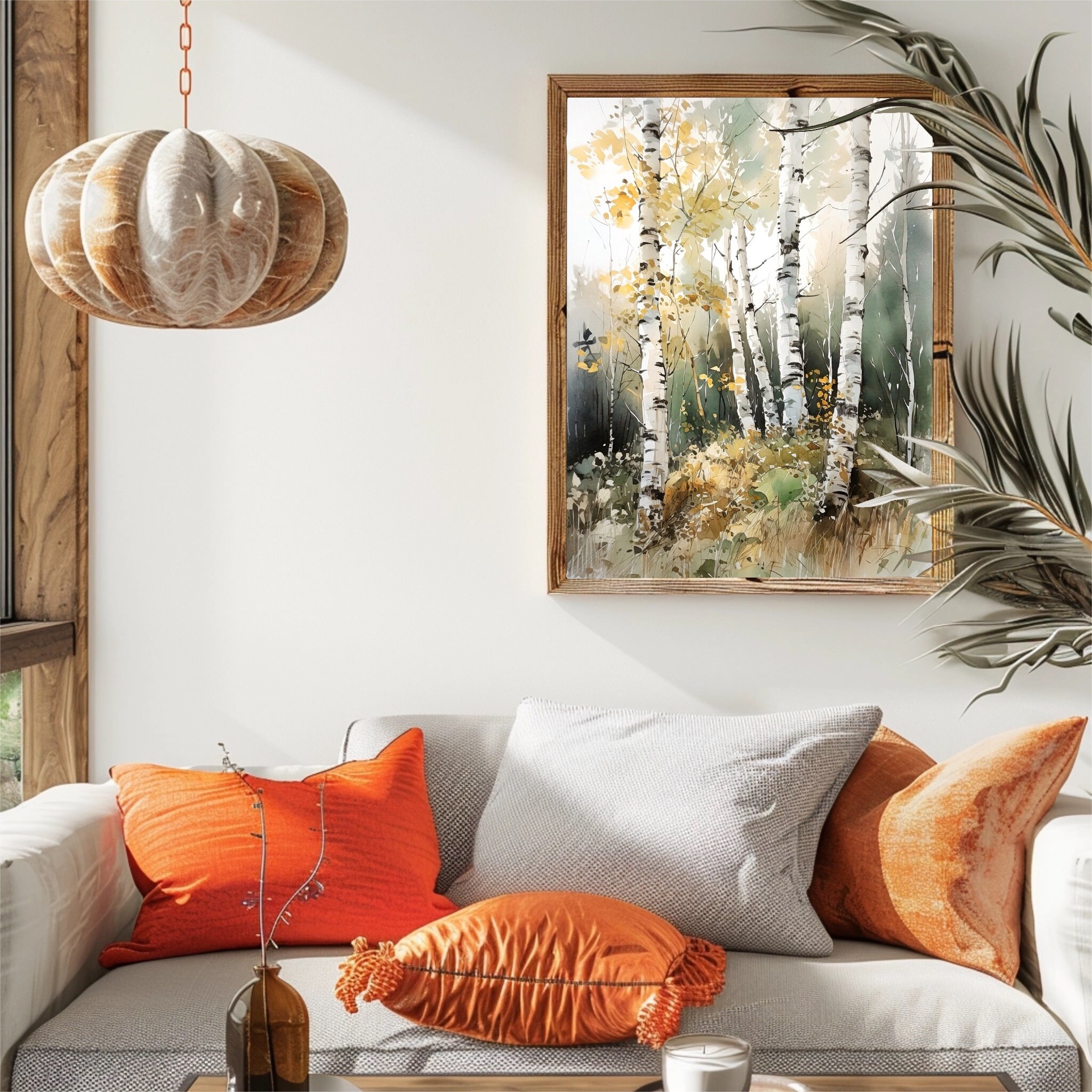 Birch Woods Art Print, Watercolor Birch Tree Painting, Fall Birch Trees ...