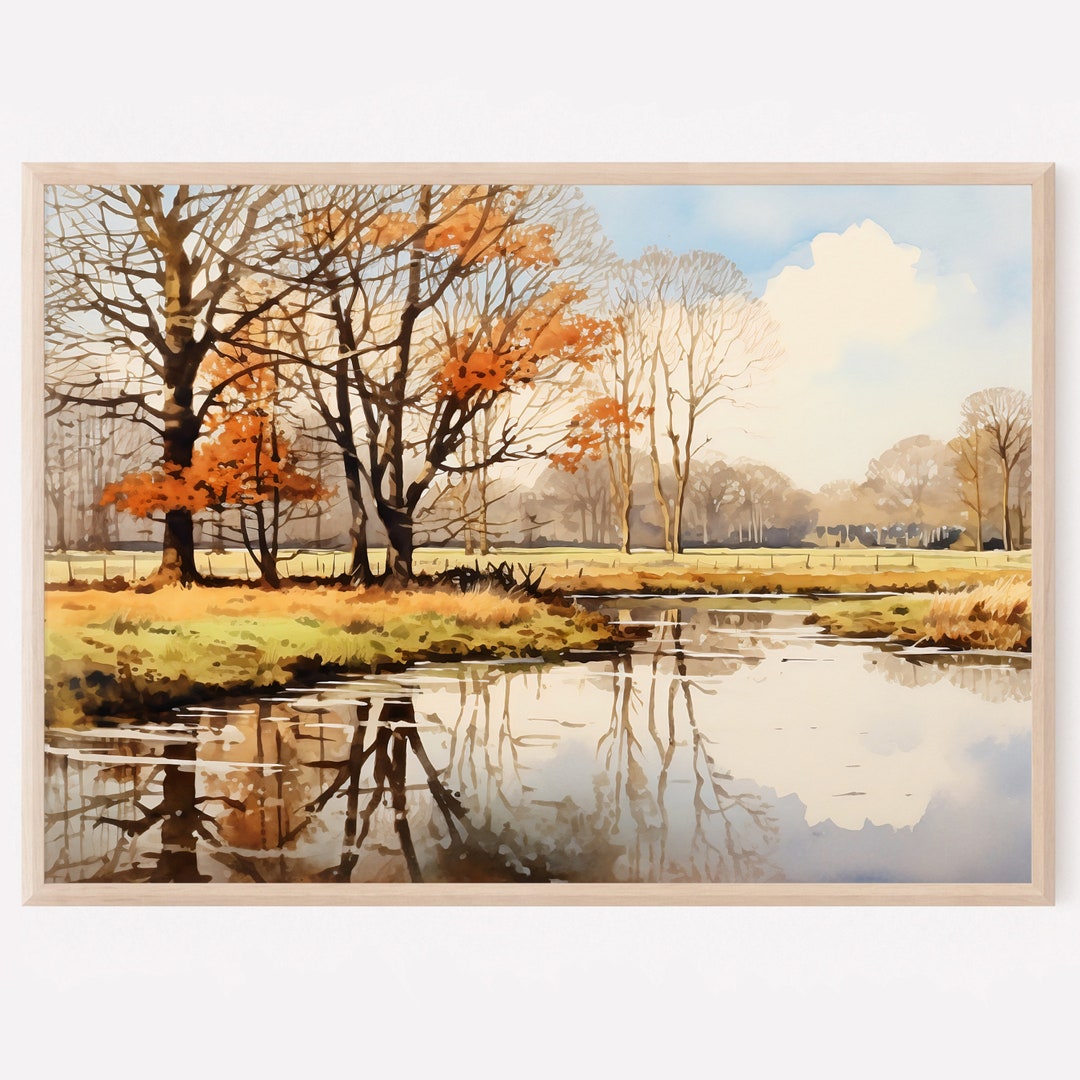 Herbstteich Herbstfarben Herbst Aquarell Kunstdruck - Etsy.de