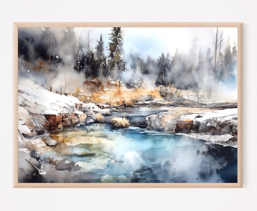 Yellowstone Nationaal Park Watercolor Painting Art Print - Etsy Yellowstone Nationaal Park Watercolor Painting Art Print - Etsy