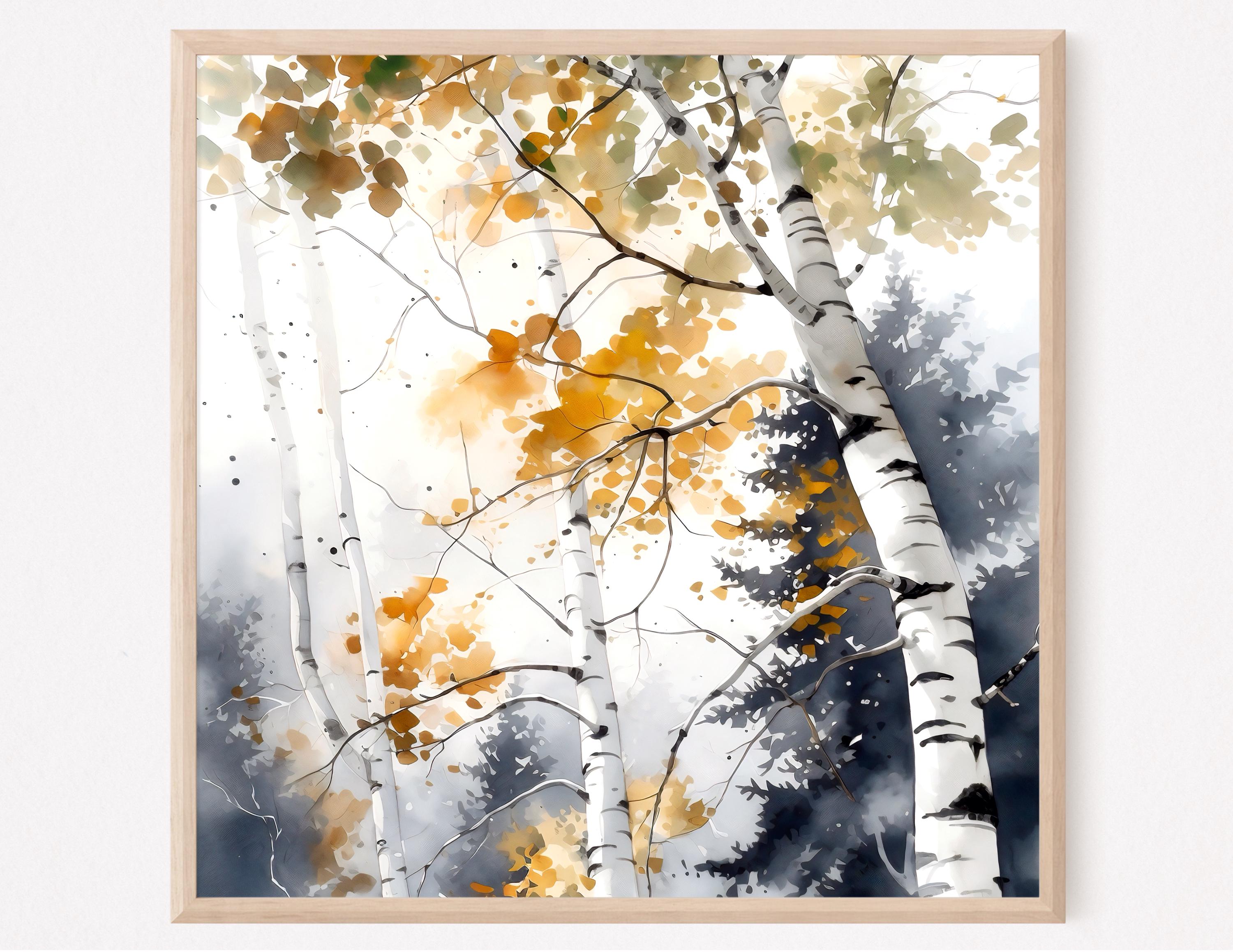 Aspen Trees Fine Art Print, Nature Watercolor Painting, Tree Wall Decor ...