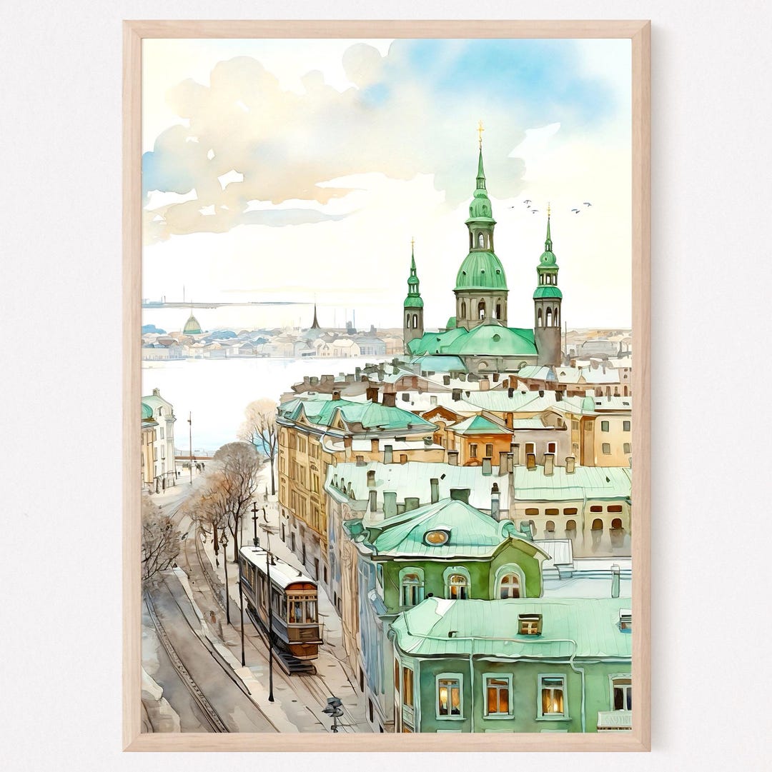 Helsinki Finland Watercolor Art Print, Finland Painting, European ...
