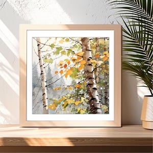 Aspen Tree Watercolor Painting Art Print, Autumn Landscape Wall Art ...