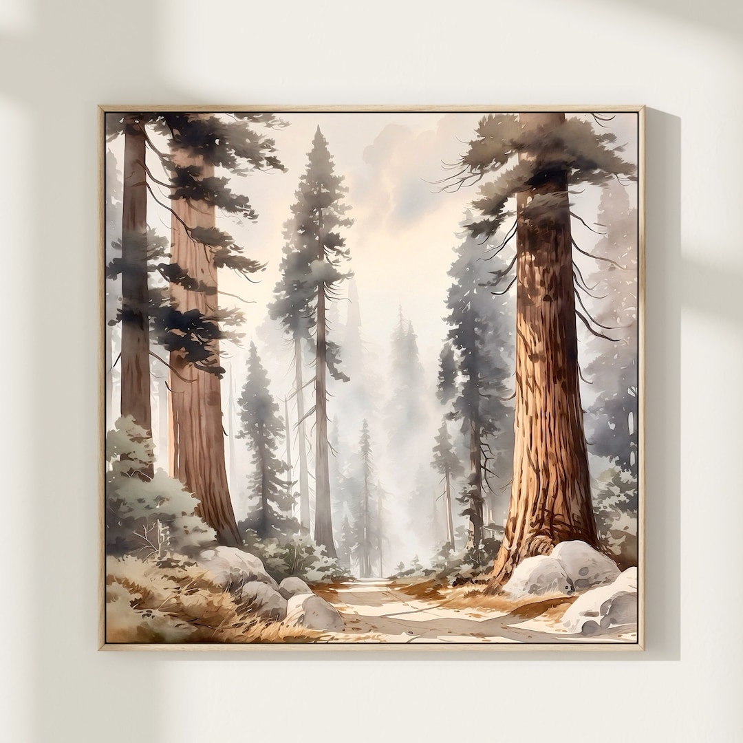 Sequoia Watercolor Painting Art Print National Park Poster Travel ...