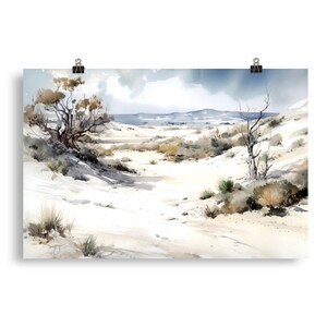 White Sands National Park Watercolor Painting Art Print, White Sands ...