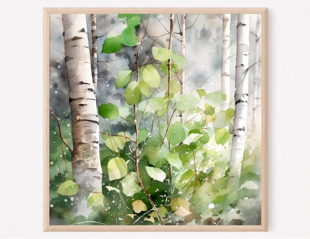 Aspen Trees Watercolor Print | Colorado Birch Landscape Decor - Etsy