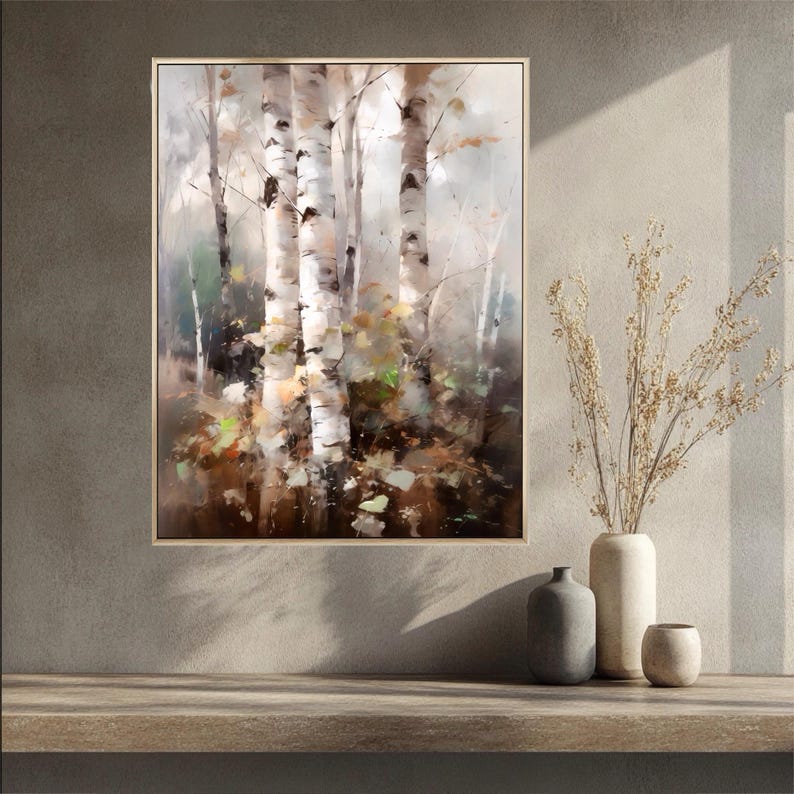 Watercolor Birch Trees Print, Woodland Nature Art, Forest Landscape ...