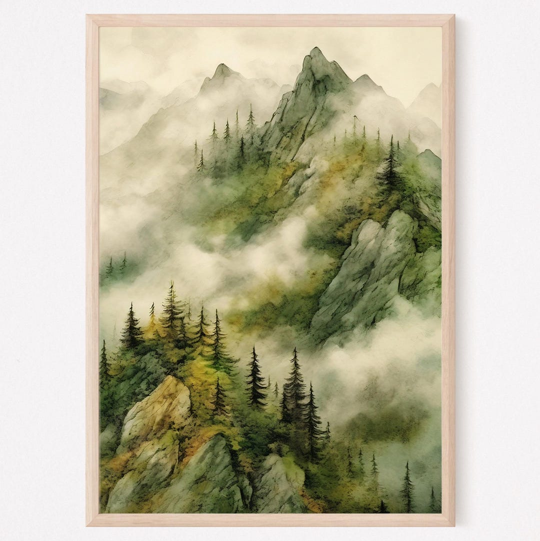 Pine Tree Wall Art Mountain Forest Art Print Panoramic Landscape ...