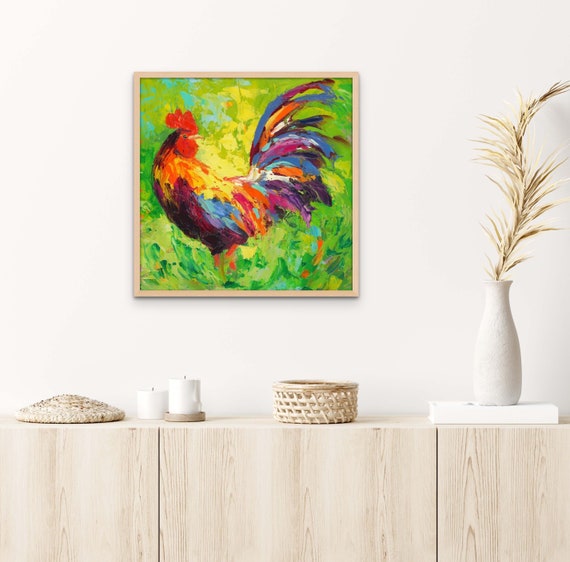 Rooster Art Print Oil Rooster Print Animal Print Rooster | Etsy